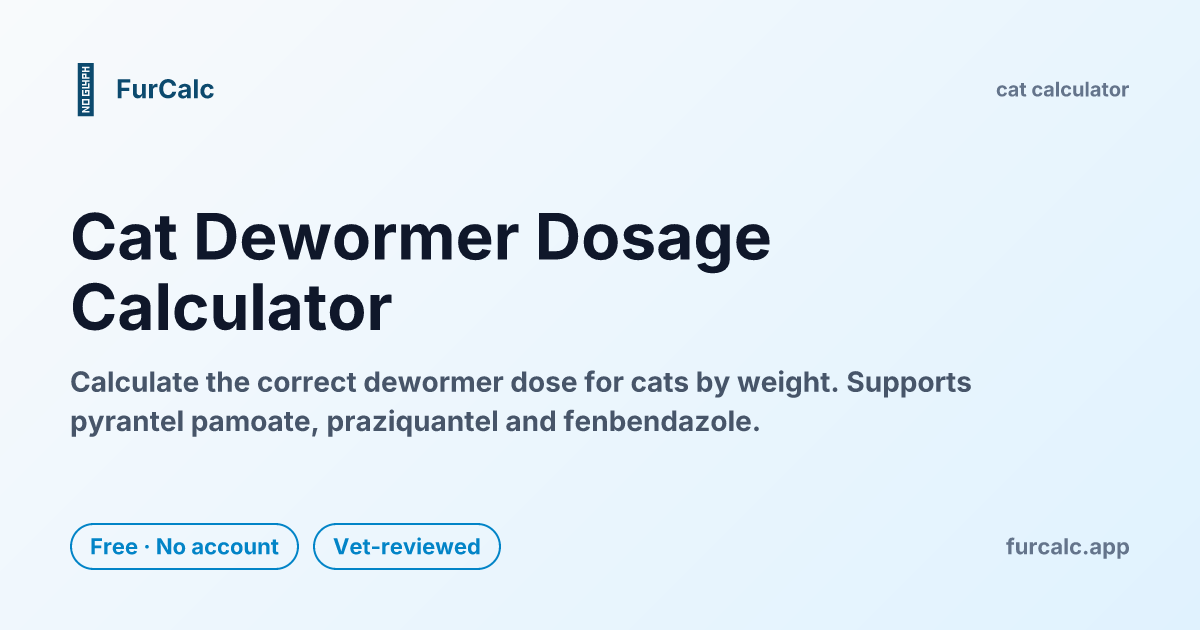 Cat Dewormer Dosage Calculator — Pyrantel, Praziquantel, Fenbendazole ...